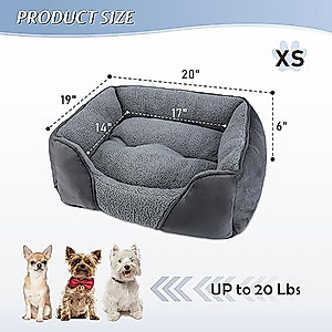 AIPERRO Dog Bed,Small Dog Beds,Cozy Small Pets Friendly Design Machine Washable Rectangle Cat Bed,Orthopedic Calming Dog Sofa Bed Soft Sleeping Puppy Beds,Breathable Cuddler and Nonskid Bottom 20x19