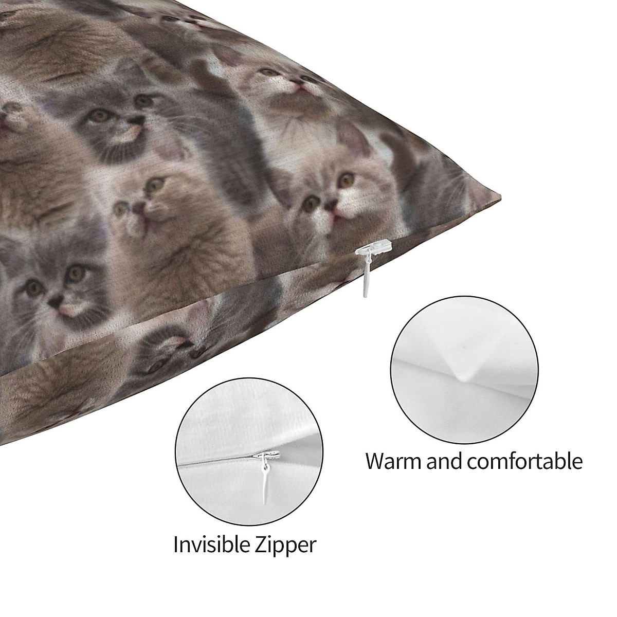 Bed Pillow Protector Zippered Camo-Kitty-Cute-Shorthair-Cat Soft Pillow Case Cover 20x30 Inches
