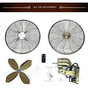 Wall Mount Oscillating Fan Retro Wall-mounted, Industrial Oscillating Fan With Copper Motor And Remote Control, 3 Levels Adjustable, Wide-angle Air Supply