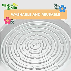 Window Garden 12" Plant Saucer - Plastic Plant Trays for Indoor and Outdoor - Clear Flower Pot Drip Trays - Drainage Base - Water Tray for Pots Indoors - Planter Saucers for Potted Plants - Set of 6