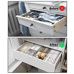 Kanrichu Dresser Drawer Organizers for Clothing, 10p Set (6M, 4S), Foldable Fabric Storage Bins, Clothes Drawer Dividers for Bedroom, Dorm, Nursery