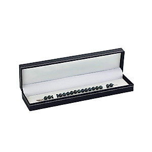 The Pearl Source Sterling Silver 5-5.5mm Round Black Japanese Akoya Saltwater Cultured Pearl Bracelet for Women