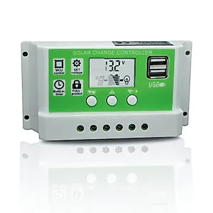 POWLSOJX 30A PWM 12V 24V Solar Charge Controllers with Multi-Protection & 5V USB Output Solar Panel Charger for Lead-Acid and Lithium Batteries