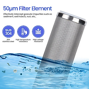 Amwater Stainless Steel Re-Cleanable Wire Mesh Filter Cartridge 20 "Length,2.5 "OD(10 Micron)