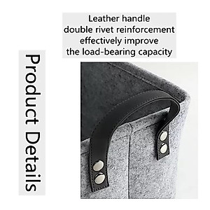 BESETFREE 4 Pack Felt Fabric Storage Basket, 8x13x9" Foldable Felt Storage Bin with Leather Handles, Open Storage Bins for Shelves, Magazine, Toys, Clothing