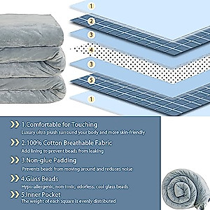 Weighted Blanket Twin Size 48''x72'' 12lbs Soft Minky Weighted Blankets for Adult All-Season with Premium Glass Beads for Sleep Partner (Dark Grey)