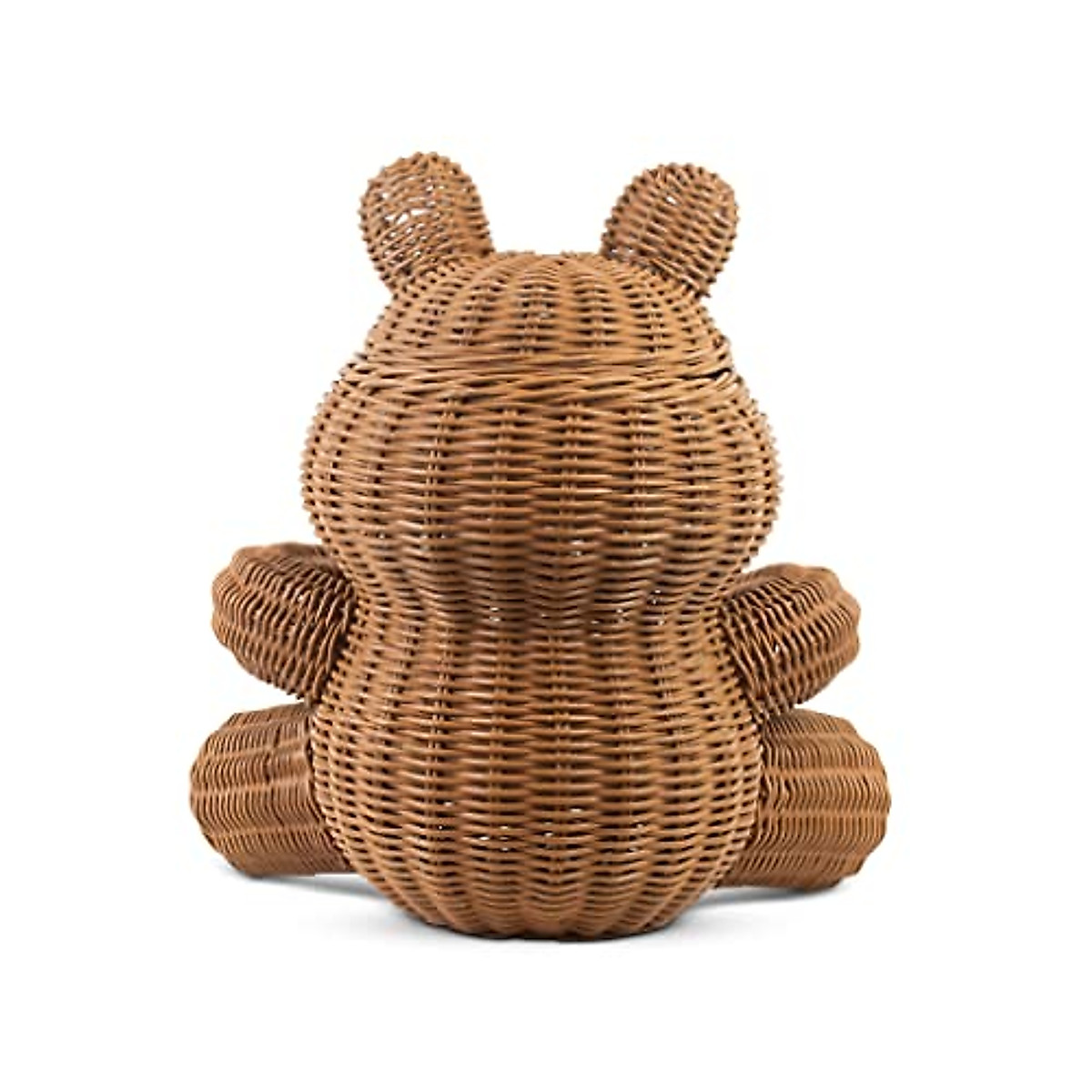 G6 COLLECTION Bear Rattan Storage Basket With Lid Decorative Bin Home Decor Hand Woven Shelf Organizer Cute Handmade Handcrafted Nursery Gift Decoration Animal Wicker Bear (Brown Bear)