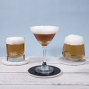 ABenkle Coasters for Drinks with Holder for Coffee Table, Absorbent Coaster Sets of 6, Drink Coasters with Marble Ceramic, Cup Coasters for Wooden Table, Housewarming Gift for Home Decor - White