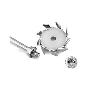 QWORK Dispersing Disc Dispersing Machine Blade Paddle Impeller, Stainless Steel Dispersion Impeller for Blender Overhead Stirrer Electric LAB Mixer, 8 x 300mm Rod, 50mm Disc