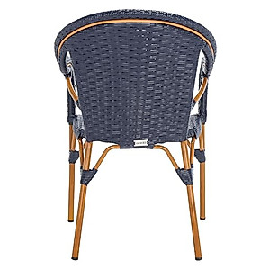 SAFAVIEH Outdoor Collection California Bistro Navy 36-inch Seat Height Armchair Set of 2 (Fully Assembled)