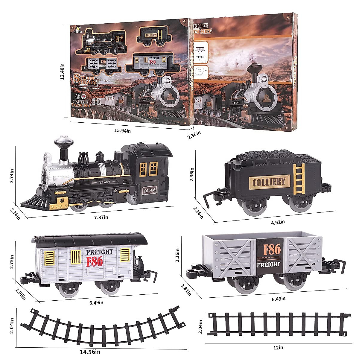 LEYI Classic Train Set Toys with Sound and Light Round Tracks Railway for Under Christmas Tree Battery Operated Train Toys Christmas Birthday Gifts for Boys and Girls 4 Cars 10 Tracks