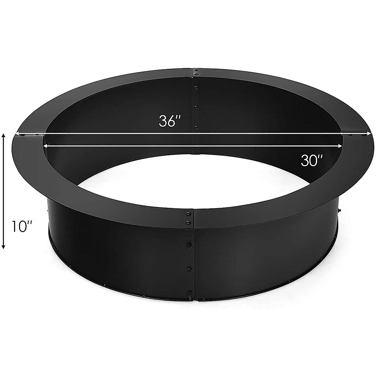ARLIME Fire Pit Ring 36 Inch Outer, 30 Inch Inner Diameter, Heavy Duty Thick Solid Steel Fire Pit Liner, DIY Fire Ring Insert Above or In-Ground, Fire Rings for Outdoors, Backyard