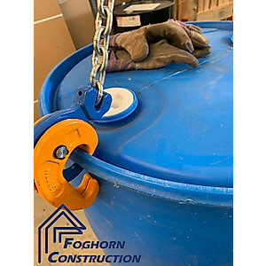 55 Gallon Drum Lifting Chain Hoist with 1 Ton Capacity - Webbing Sling Included for Extra Attachment Options Forklift, Crane, Jib Boom, Chain Lifter