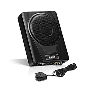 BOSS Audio Systems BASS8 8 Inch Under Seat Powered Car Subwoofer – 800 High Output, Low Profile, Built in Amplifier, for Truck, Boxes and Enclosures, Remote Subwoofer Control