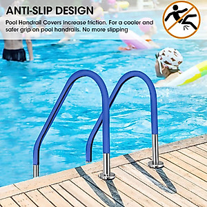 2Pcs Pool Handrail Cover with Zipper, Swimming Pool Hand Railing Covers Anti-Slip Anti-Scald Safety Ladder Rail Grip Sleeve 4FT