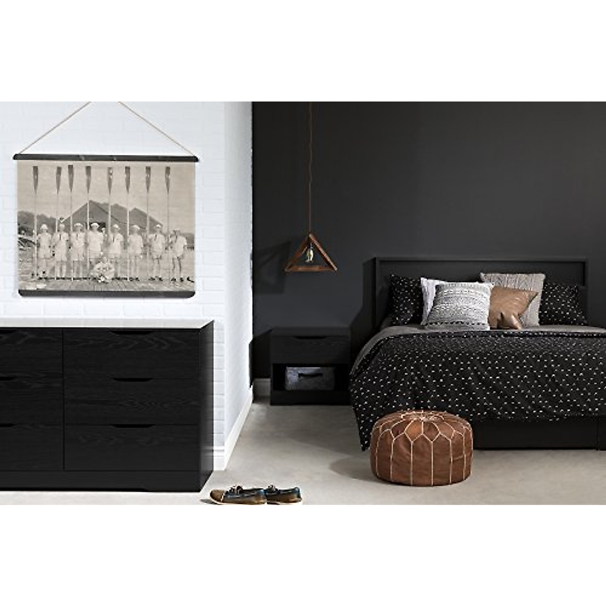South Shore Holland 6-Drawer Double Dresser, Black Oak
