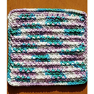 Handmade crochet washcloths, dishcloths,100% cotton set of 3 (Hot blue, purple and beach ball blue colors) * thick and dense*