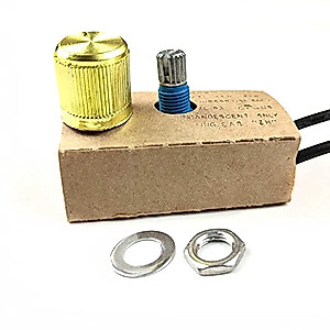Rhinenet Zing Ear ZE-03 Full Range Inline Table Lamp LED Dimmer Switch Incandescent Light Rotary Replacement Combo Kit 120VAC/240VAC 300W Watt MAX Paper Outer Shell (Brass) Easy to Install