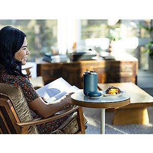 Fellow 12 oz Carter Wide Travel Mug - Wide Mouth Vacuum-Insulated Stainless Steel Coffee Mug - Tea and Coffee Tumbler - Travel Coffee Mug with Ceramic Interior - Stone Blue