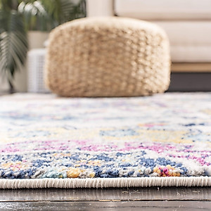 SAFAVIEH Madison Collection Area Rug - 8' x 10', Cream & Multi, Boho Chic Glam Paisley Design, Non-Shedding & Easy Care, Ideal for High Traffic Areas in Living Room, Bedroom (MAD600B)