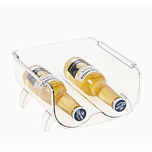 KNC Stackable Vertical Free-Standing Water Bottle Holder - Wine Rack Storage Organizer for Kitchen Countertops, Pantry, Refrigerator,Ideal Storage for Wine, Soda, Pop and Beer - Clear