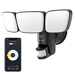 NOVOSTELLA 45W Smart Security Light Outdoor, Tunable White Motion Sensor 4200LM 2700K-6500K WiFi LED Flood Lights Exterior Waterproof Alexa Floodlight Outside Spotlight for Backyard Yard 3 Head Black