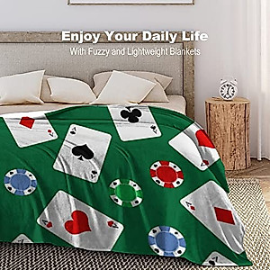 Fleece Blanket Poker Chips Flannel Blanket Print Plush Blanket Super Soft Throw Blanket for Bedroom Office 50"x60"