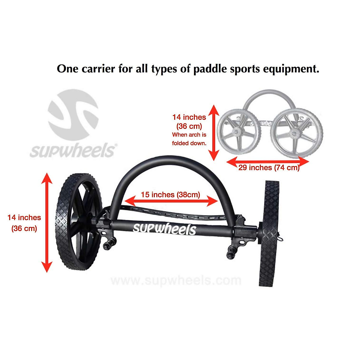 SUP Wheels Classic Standup Paddleboard Trailer and SUP Carrier | Walk model - no Strap Handle