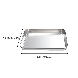 DOITOOL Stainless Steel Cookie Sheet Pan for Baking, Dishwasher Safe Baking Sheet Pan for Toaster Oven, Roasting or Grilling (23X17CM)