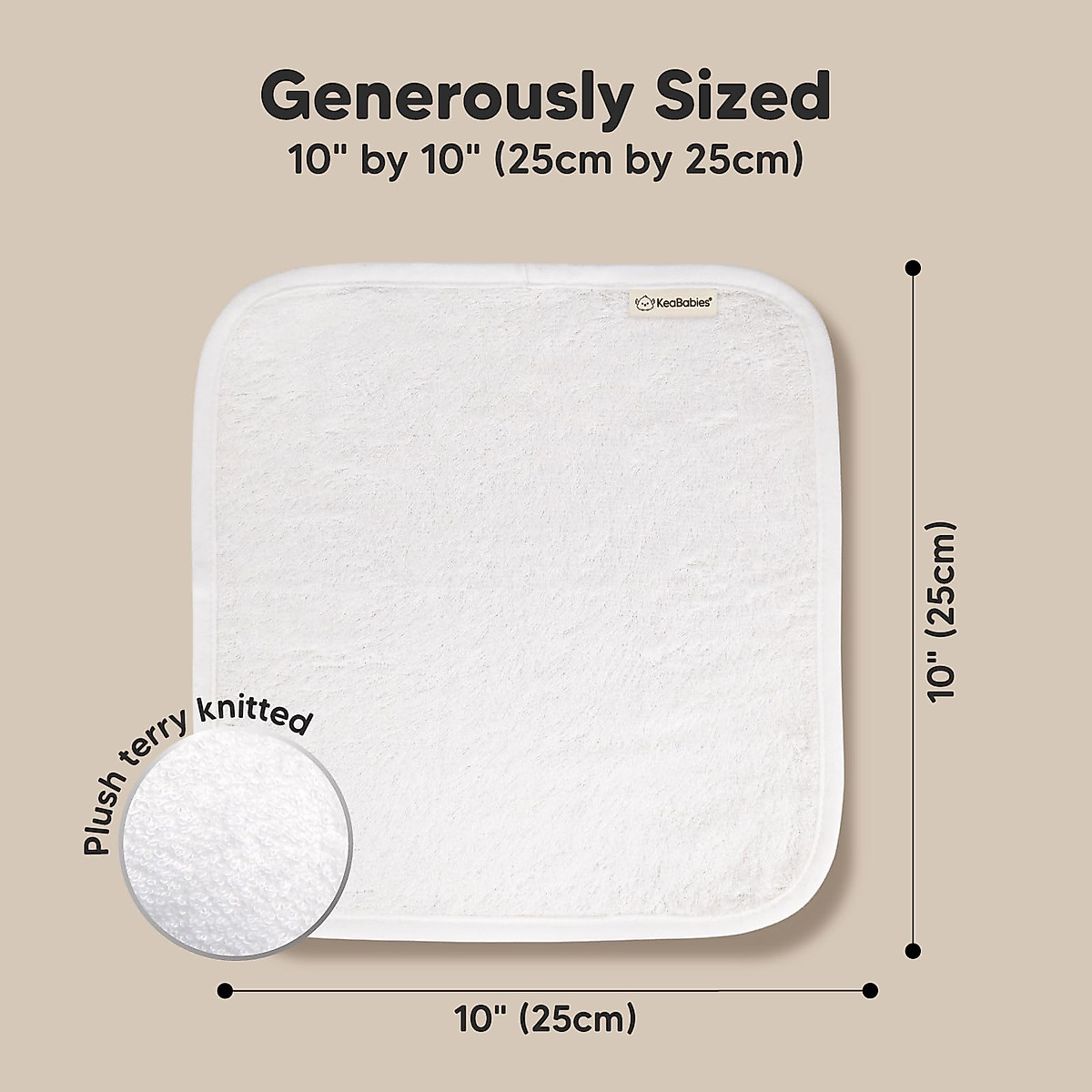 6-Pack Baby Washcloths - Soft Viscose from Bamboo Washcloth, Baby Wash Cloths for Newborn, Kids, Bath Baby Towels, Face Towel, Face Cloths for Washing Face (White)