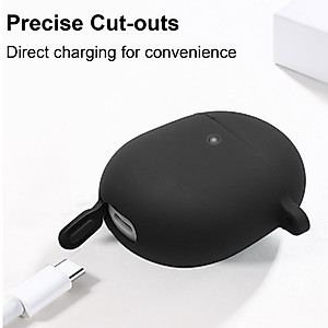 HXFRTYU Case Compatible with Google Pixel Buds Pro, Soft Silicone Shockproof Protective Cover with Carabiner Accessories, Black