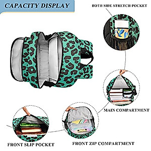 ALAZA Green Leopard Print Cheetah Laptop Backpack Purse for Women Men Travel Bag Casual Daypack with Compartment & Multiple Pockets