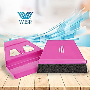 miniWISP Small Broom and Dustpan Set for Home, Hand Broom Pet Hair Remover Brush, Indoor Outdoor Household Cleaning Set, 6'' Width, Pink