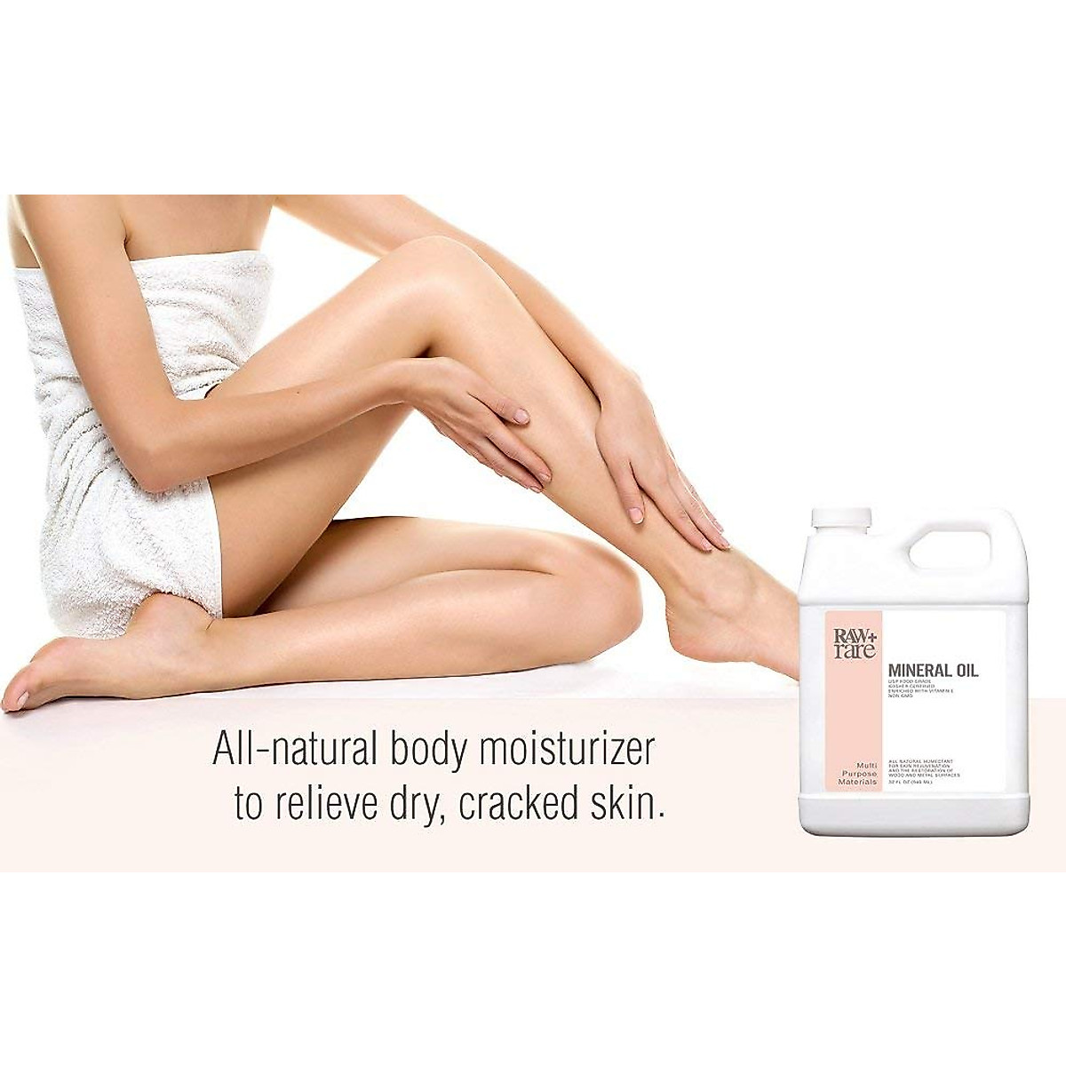 Raw Plus Rare Vegan Food Grade Mineral Oil, Safe for Wood Cutting Board, Butcher Block, Bamboo Cutting Board, and Knife Blade Oil, Cast Iron Tools Conditioner 32 oz