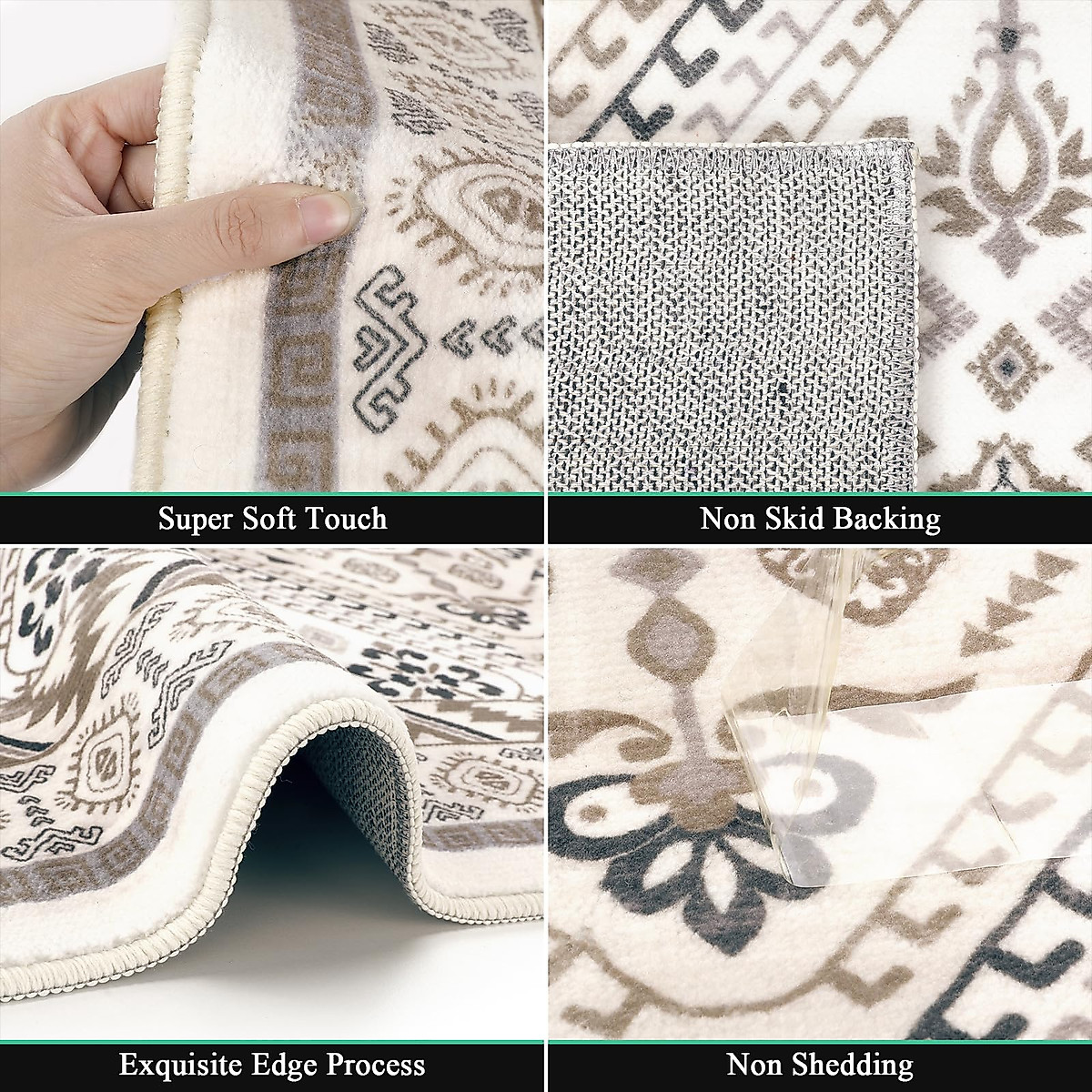 HEBE Washable Area Rug 5x7 Living Room Rug Large Rugs for Bedroom Soft Throw Rugs Non Slip Dining Room Mat Traditional Tiled Area Rugs Indoor Floor Carpet for Nursery Kids Room Entryway