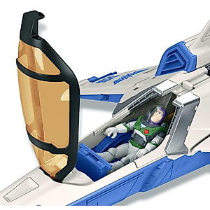 Mattel Disney and Pixar Lightyear Vehicle & Figure Toy, 20-in XL-15 Spaceship with 5-in Buzz Figure, Eject Action & Projectiles