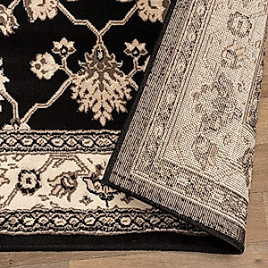 BLUENILEMILLS Shalimar Indoor Area Rug, Floral Trellis Pattern, Palmette Motifs, Super Soft, Durable, Elegant, Oriental, Traditional, Contemporary Style, Jute Backing, Black, 8' x 10'