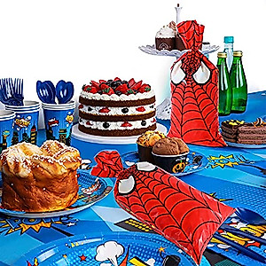 Lecferrarc 100 Pcs Spider Web Print Treat Bags Spider Cellophane Candy Bags Plastic Goodie Storage Bags Spider Hero Party Favor Bags with Twist Ties for Kids Hero Theme Birthday Party Supplies