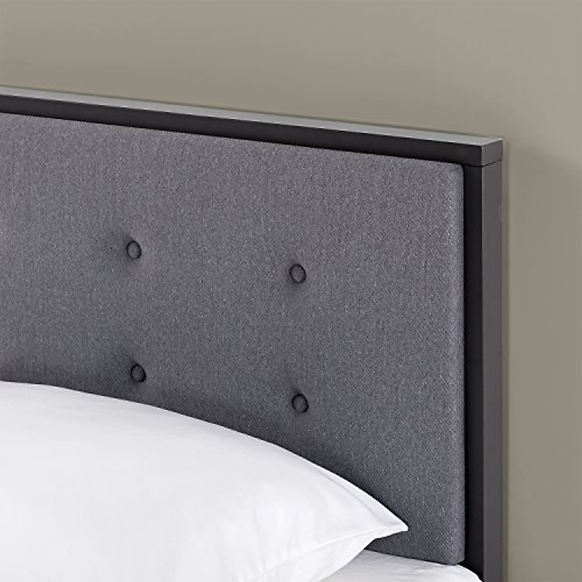 ZINUS 7 Inch Trisha Low Profile Platforma Bed Frame Mattress Foundation with Tufted Headboard, Box Spring Optional, Wood Slat Support, King, Grey