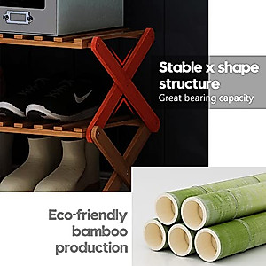 LITA Bamboo 4-Tier Shoe Shelf Foldable Bamboo Shoe Rack Multifunctional Free Standing Shoe Shelf Storage Organizer