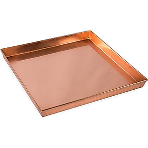 Oakestry 10-in Square Tray Handmade from Stainless Steel with a Copper Plated Finish Multipurpose Tray with Classic and Rustic Look, Copper