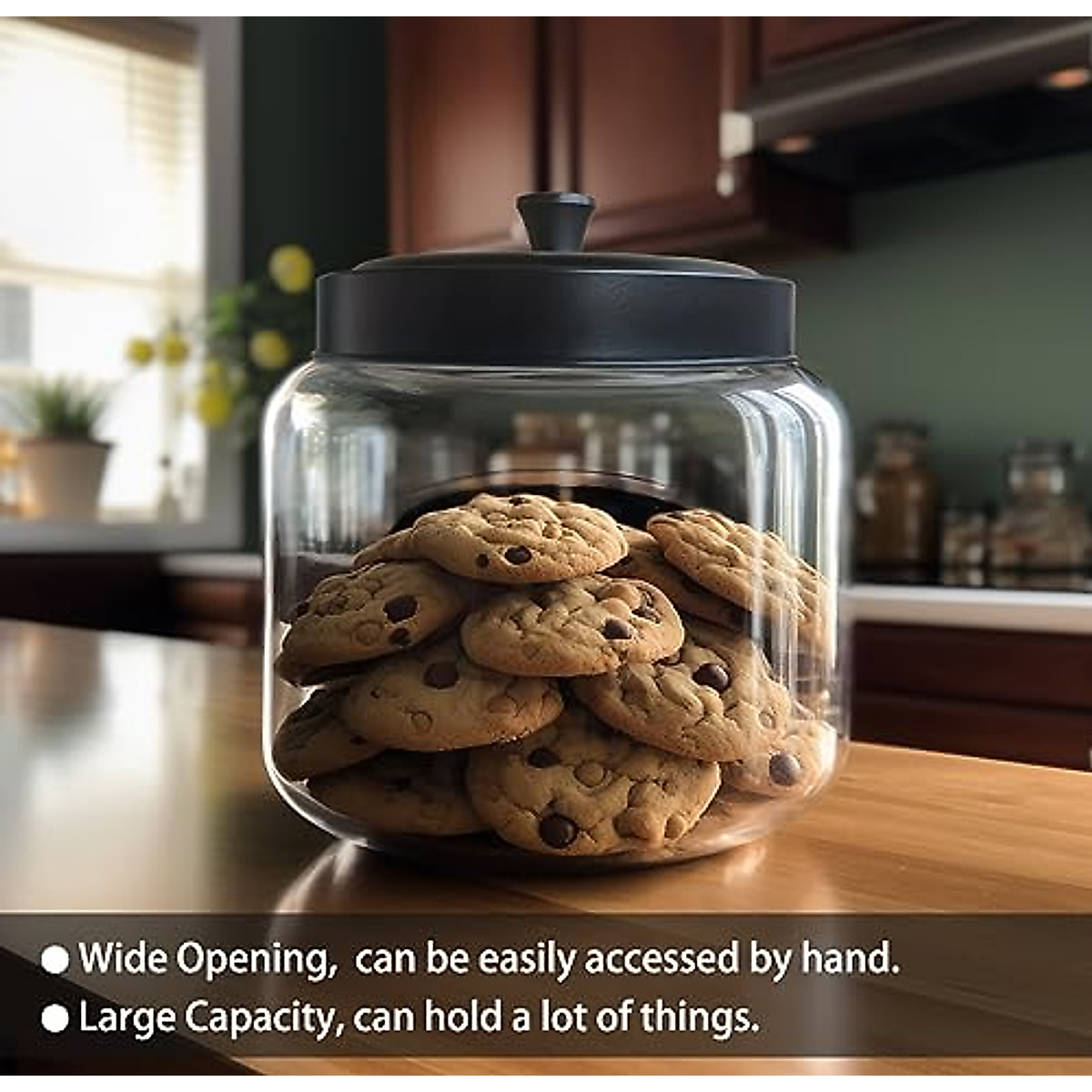 HomeyHoney Large Glass Kitchen Canister Set, Food Storage Containers for Cookie Candy Flour. Laundry Room Organization Jars, Laundry Pods Container, 3 Liters, 0.8 Gallon, 105 oz. (XL Set of 2)