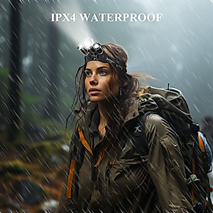 NREDXOON Led Headlamp Rechargeable,Headlamps for Adults with Power Display,Waterproof Head Lamps for Camping High Lumen