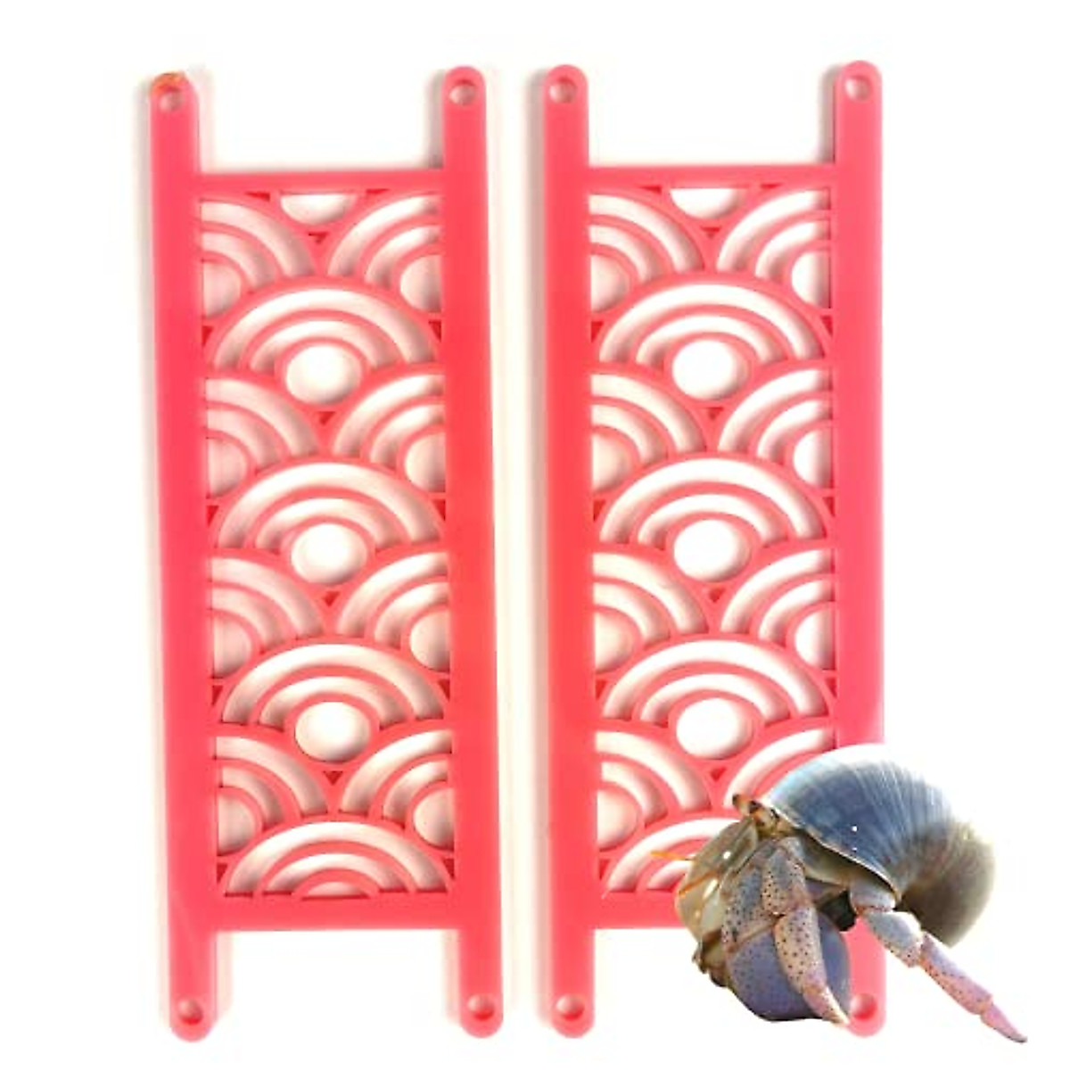 Snout and Shell - Hermit Crab Crabitat Pool Ladders - 2 Pack Acrylic Arches Ladder Pink