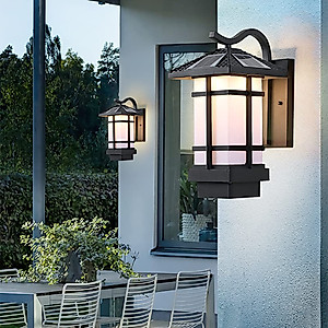 CHENBAI Rectangle Solar Powered Wall Lantern Chinese Style Outdoor LED Wall Lamp Creative AluminumWaterproof Porch Lights Lighting Fixture for Courtyard Garden Entrance Terrace Home