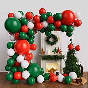 Red Green and White Balloon Garland for Birthday Baby Shower Wedding Graduation Christmas Party Decoration