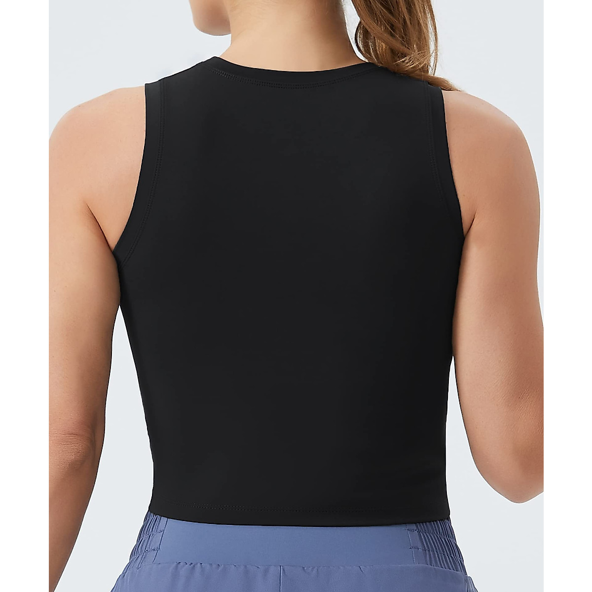 THE GYM PEOPLE Women's Workout Crop Tops Sleeveless Yoga Running Shirts Athletic Tank Top No Padding Black