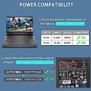 240W 180W Alienware Laptop Charger for Dell Precision 7710 7730 7520, Dell G3 G5 G7 G15 Laptop Charger Power Supply Cord