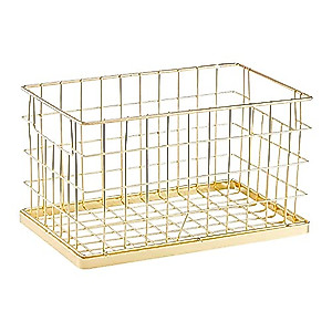 VALINK Wire Storage Basket, Iron Storage Basket Simple Hollow Metal Wire Desktop Organizer Modern Multifunctional Sundries Holder for Home