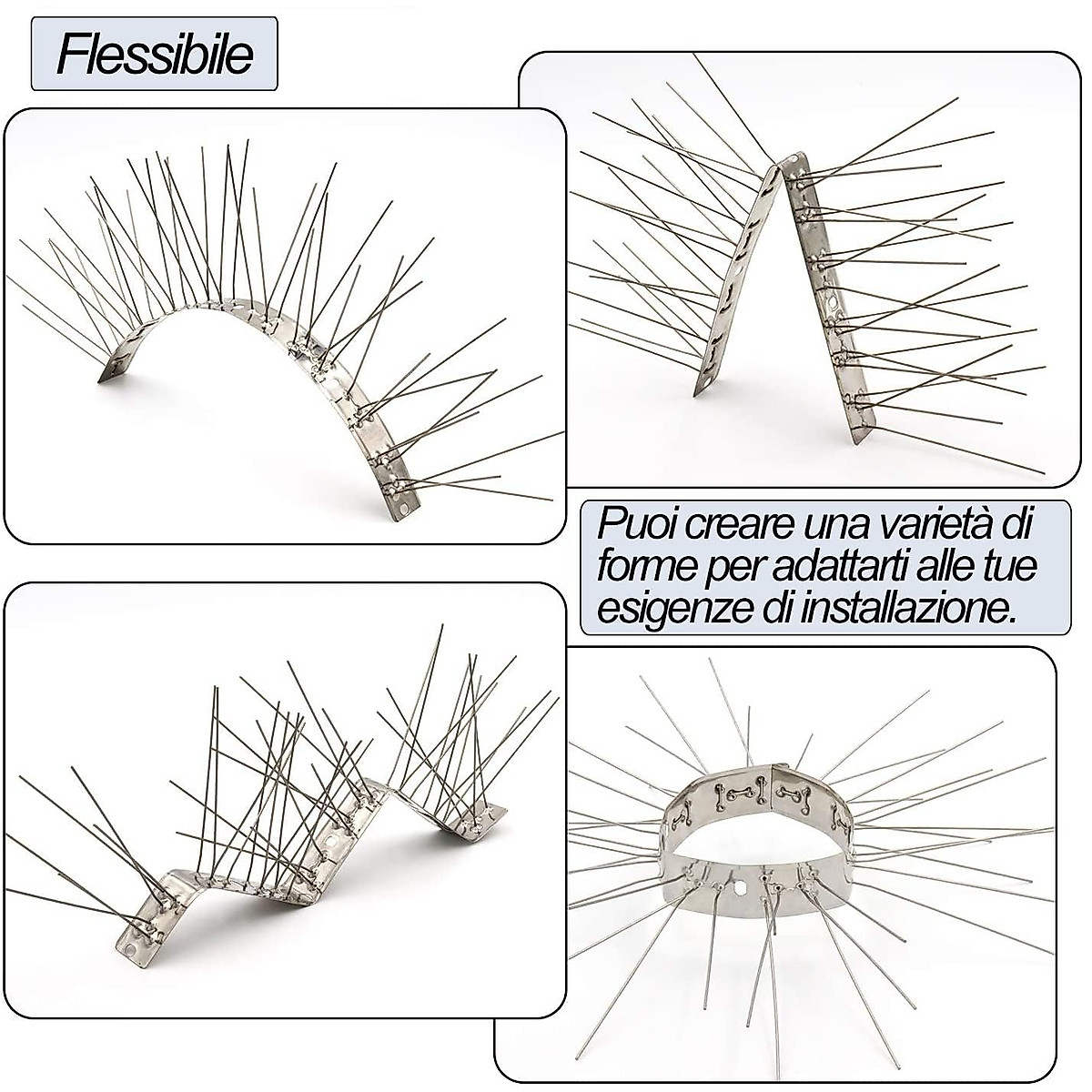 AOKKR Bird Spikes for Pigeon and Small Birds Squirrel Raccoon Cats Crow Bird Defender Spikes for Outside to Keep Birds Away, Anti Bird Stainless Steel Spikes for Railing (21.7ft)